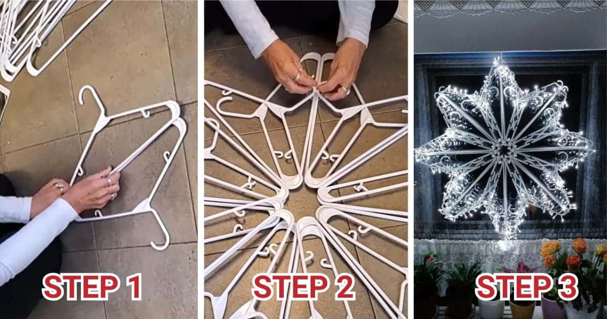 4 Steps to Turn Plastic Hangers into a Stunning DIY Snowflake Decoration