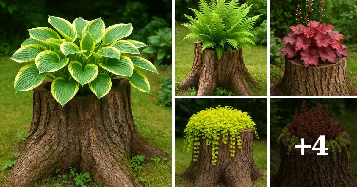 8 Beautiful Plants You Can Grow in a Tree Stump Planter