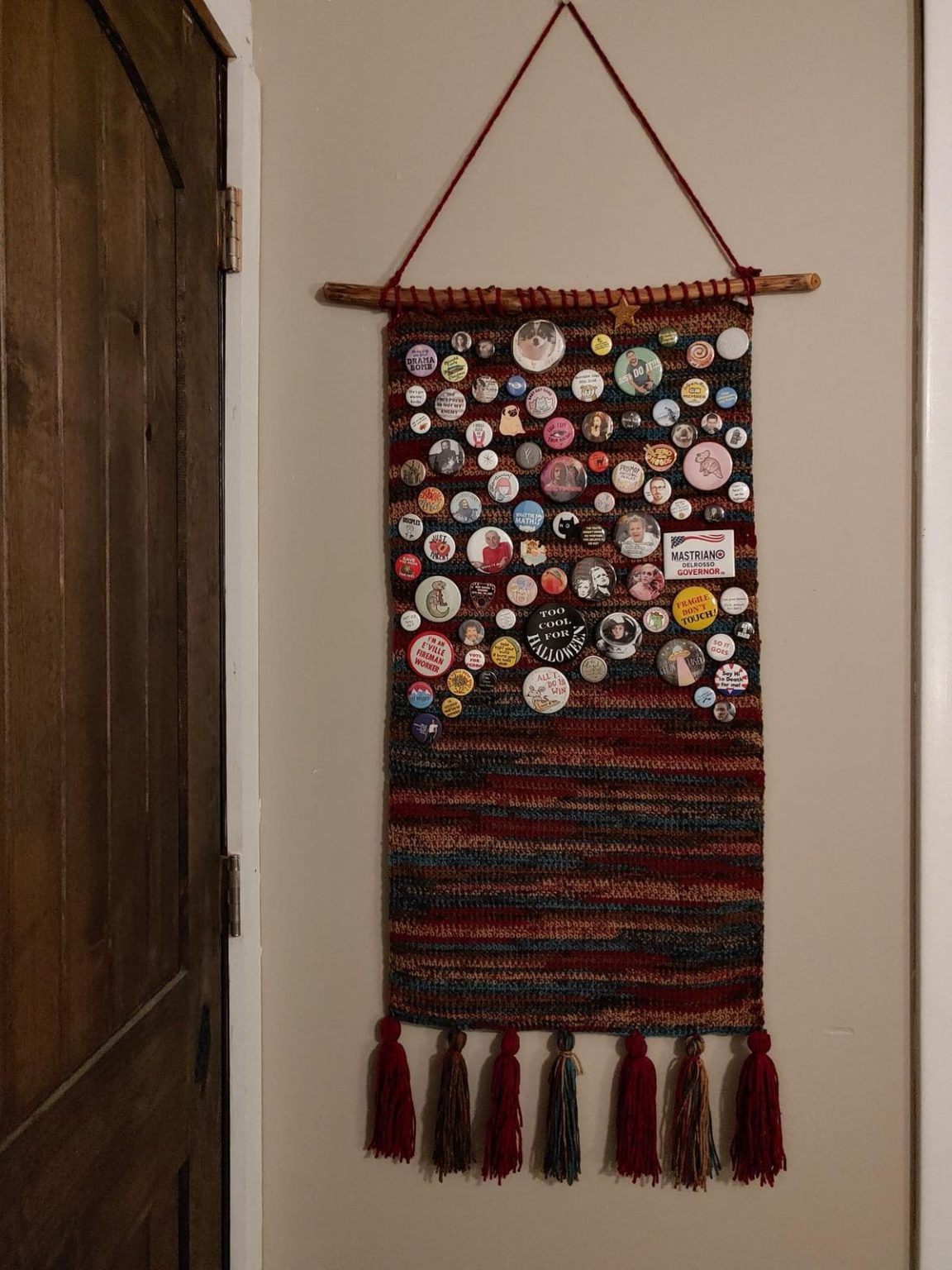 How to Display Pins and Badges on a Handmade Wall Tapestry